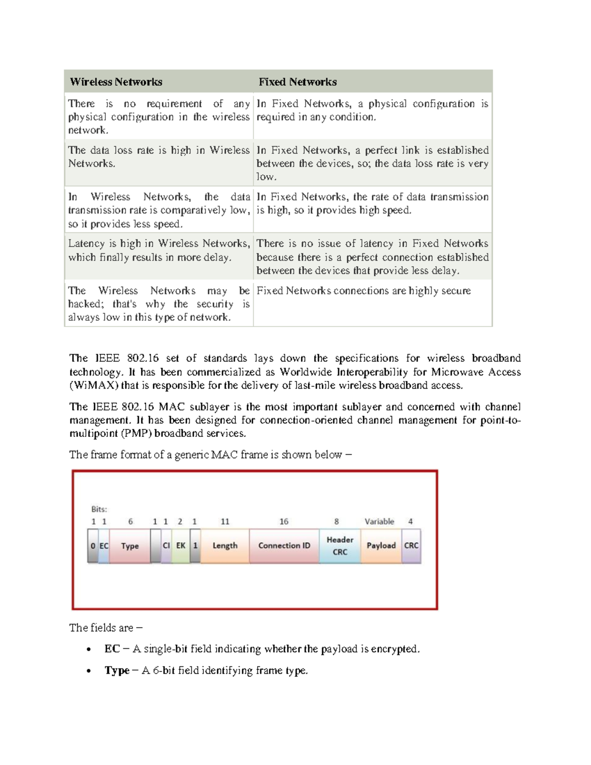 Unit 5 WCN-converted - Wireless Networks Fixed Networks There is no requirement of any physical ...