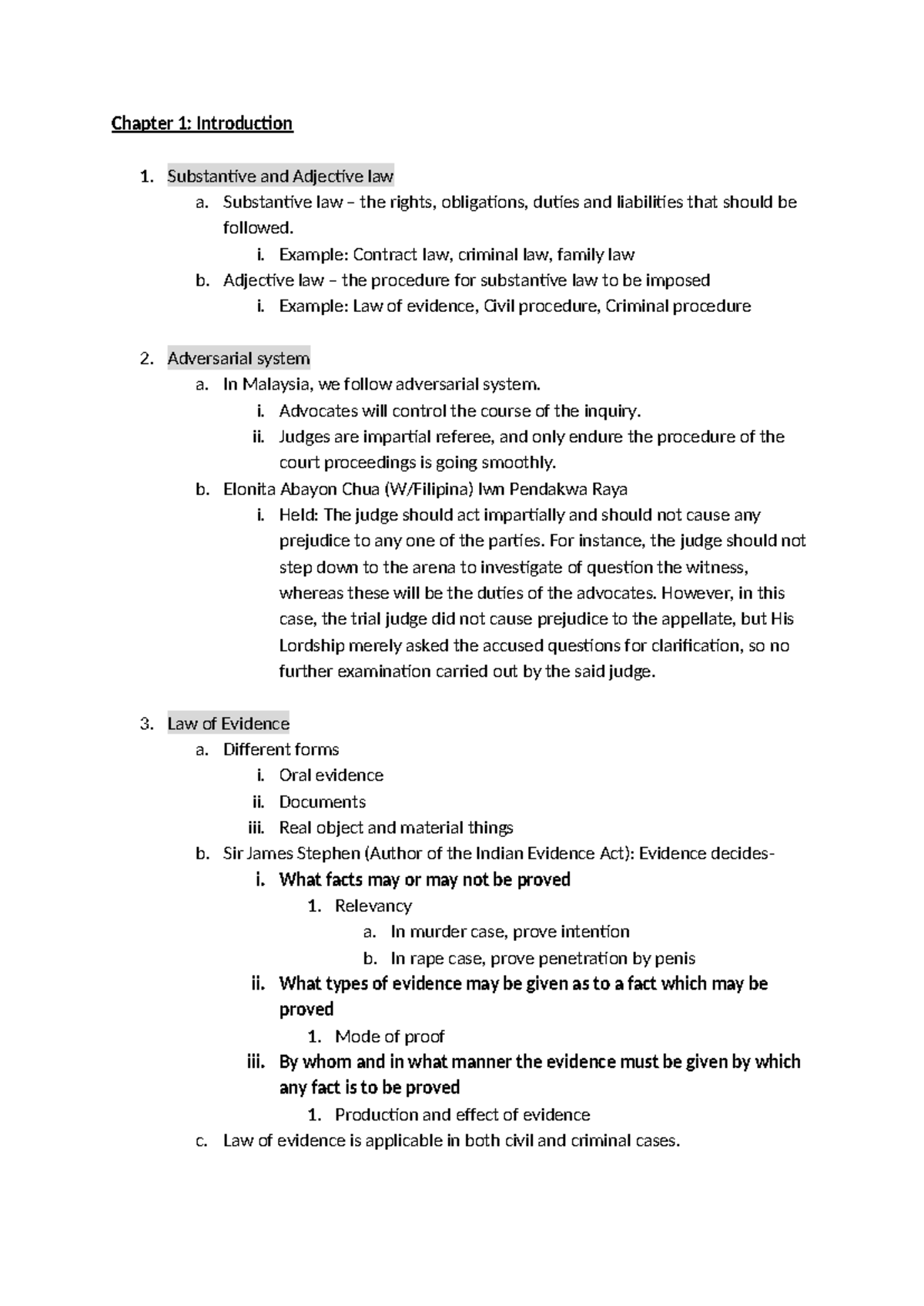 Evidence - Chapter 1 - Disclaimer: Self-prepared notes and summaries ...