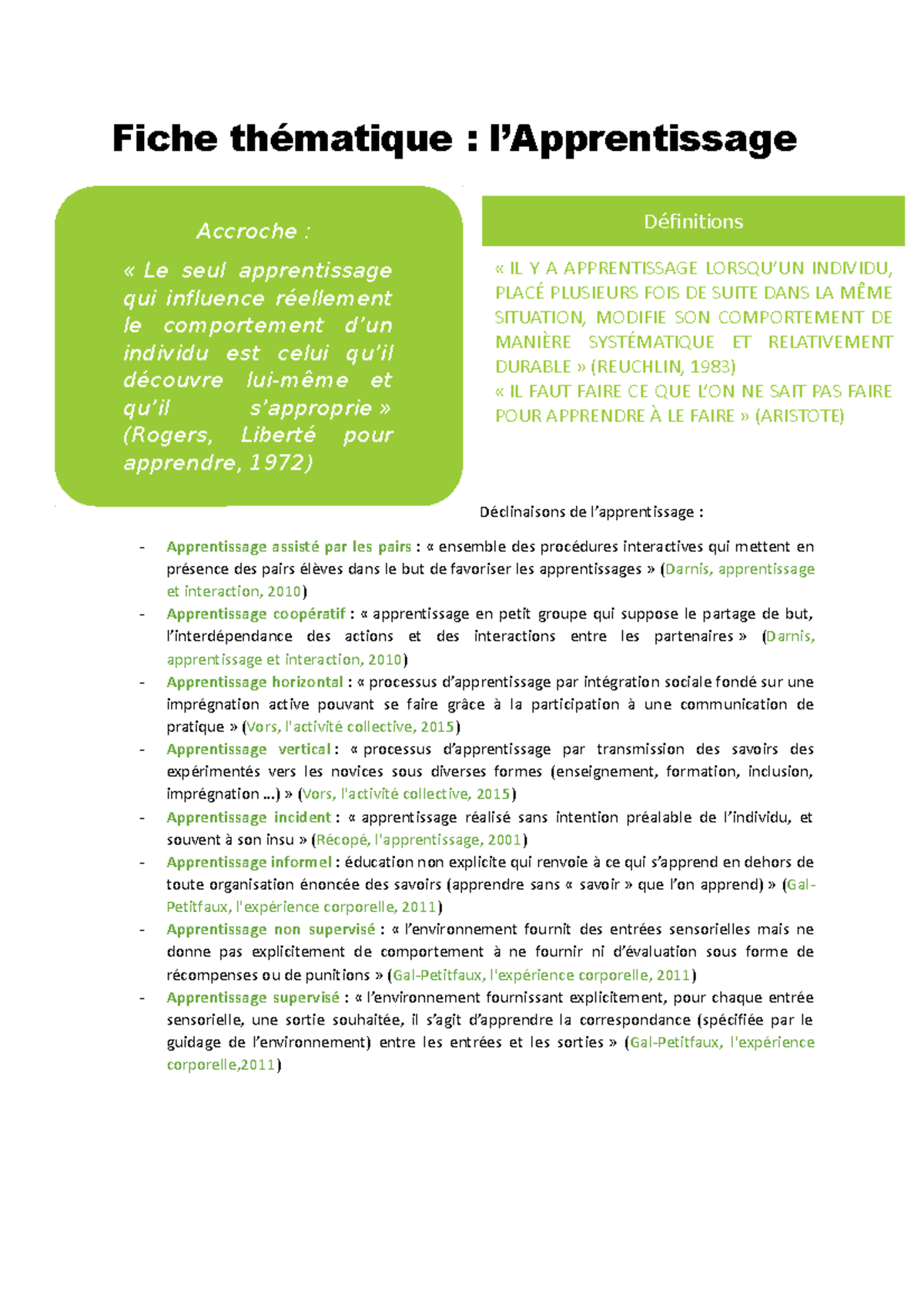 Fiche thématique apprentissage - Fiche thématique : l’Apprentissage ...