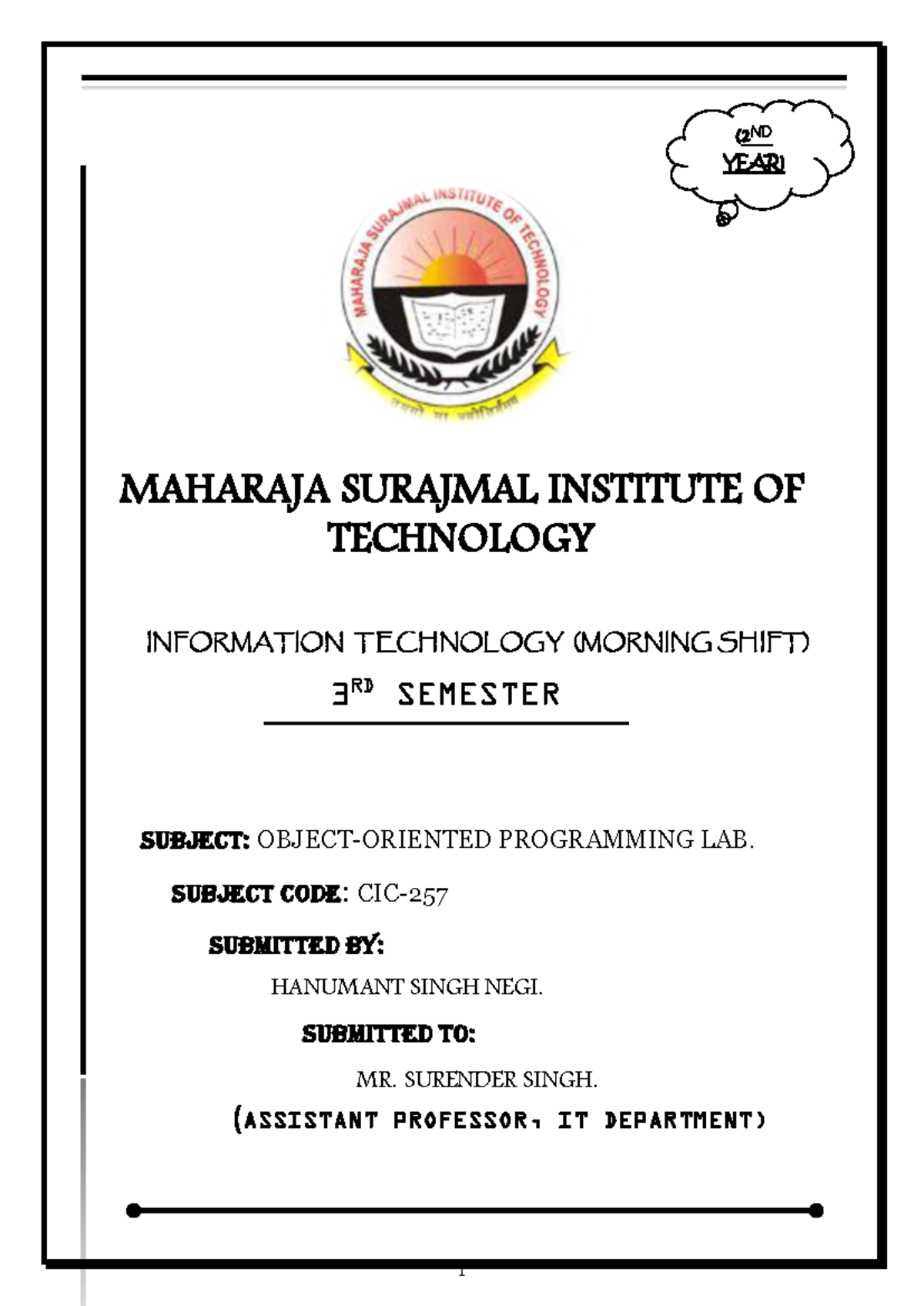 C++ new file - MAHARAJA SURAJMAL INSTITUTE OF TECHNOLOGY INFORMATION ...