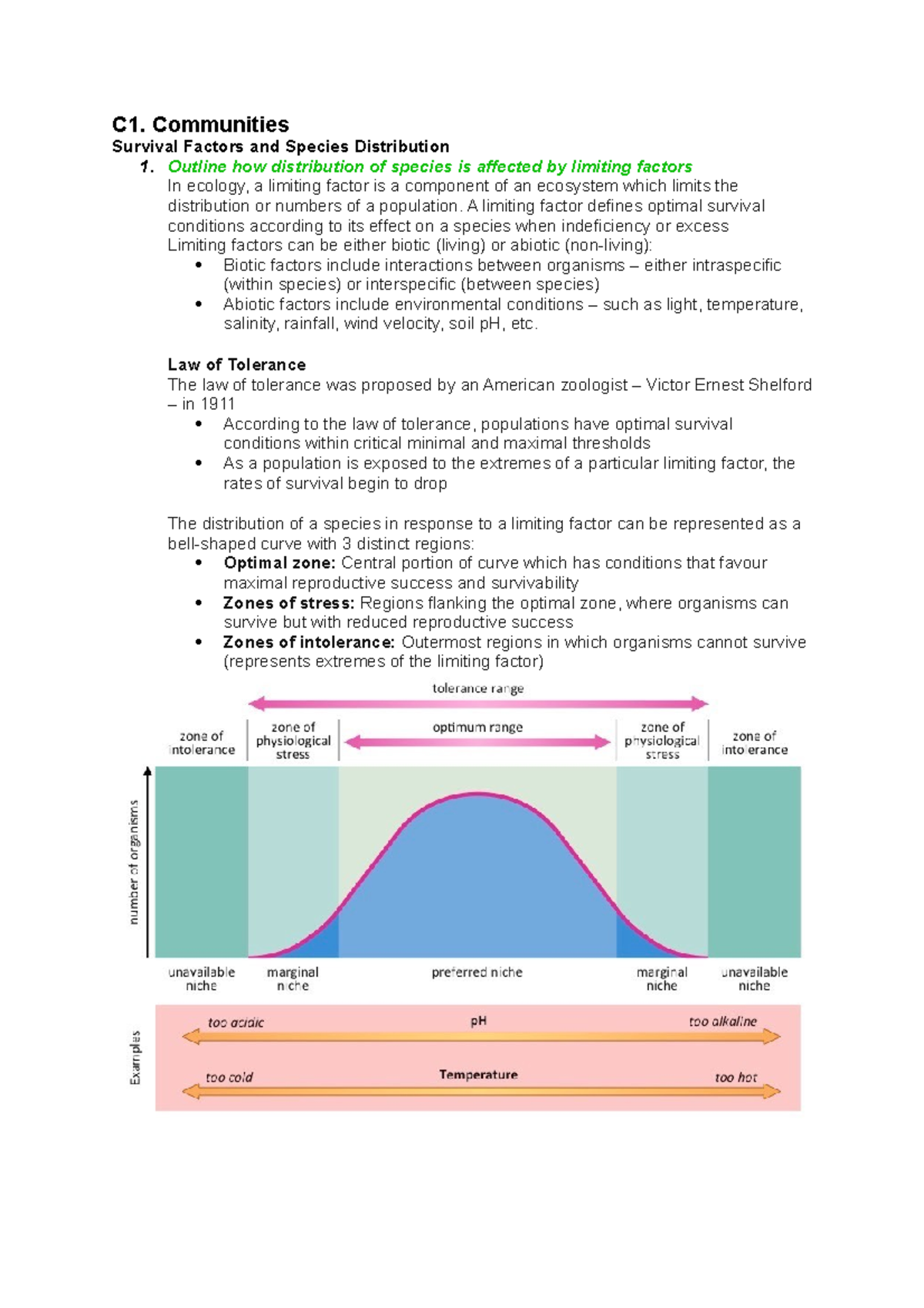 Ecology - C1. Communities Survival Factors and Species Distribution 1 ...