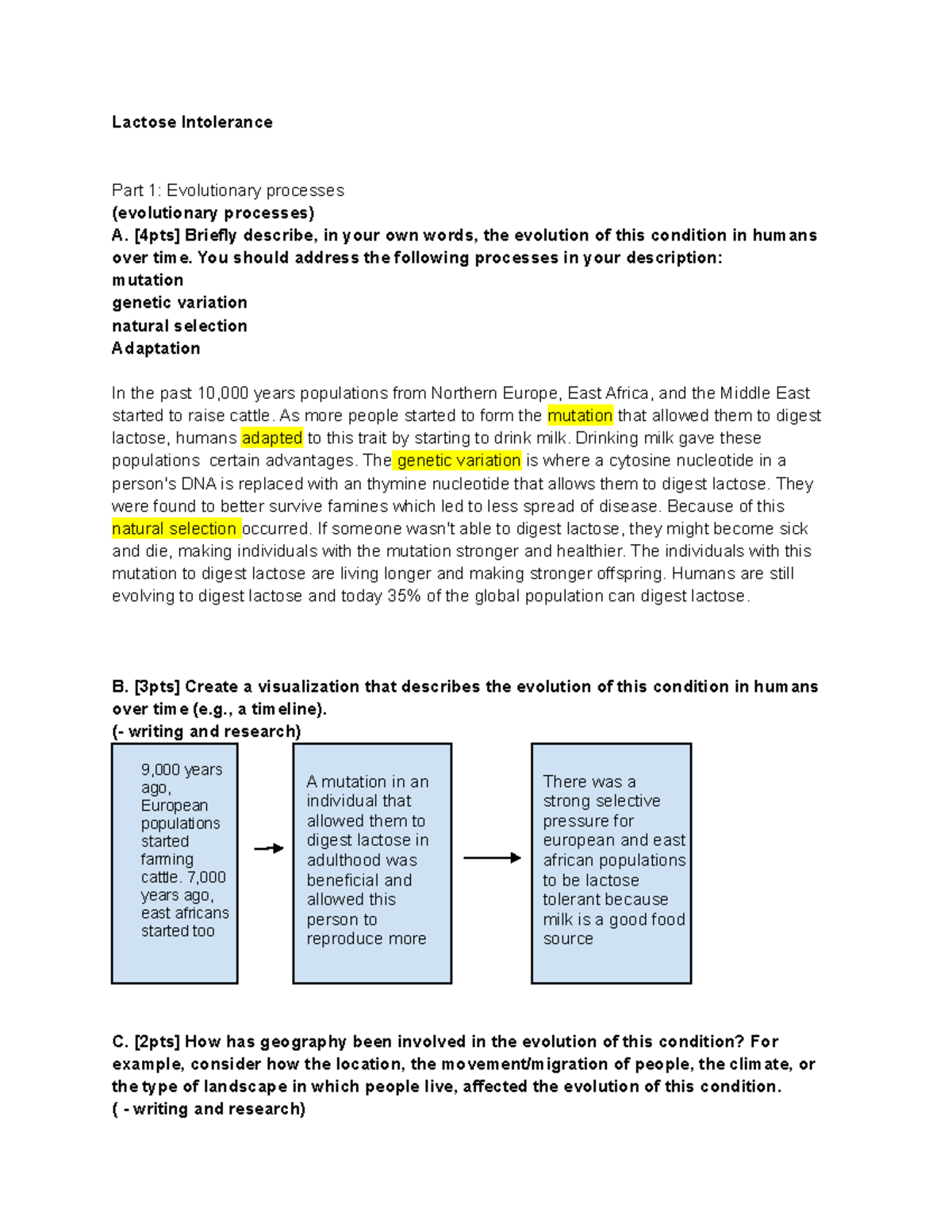 Bio and society project 1 - Lactose Intolerance Part 1: Evolutionary ...