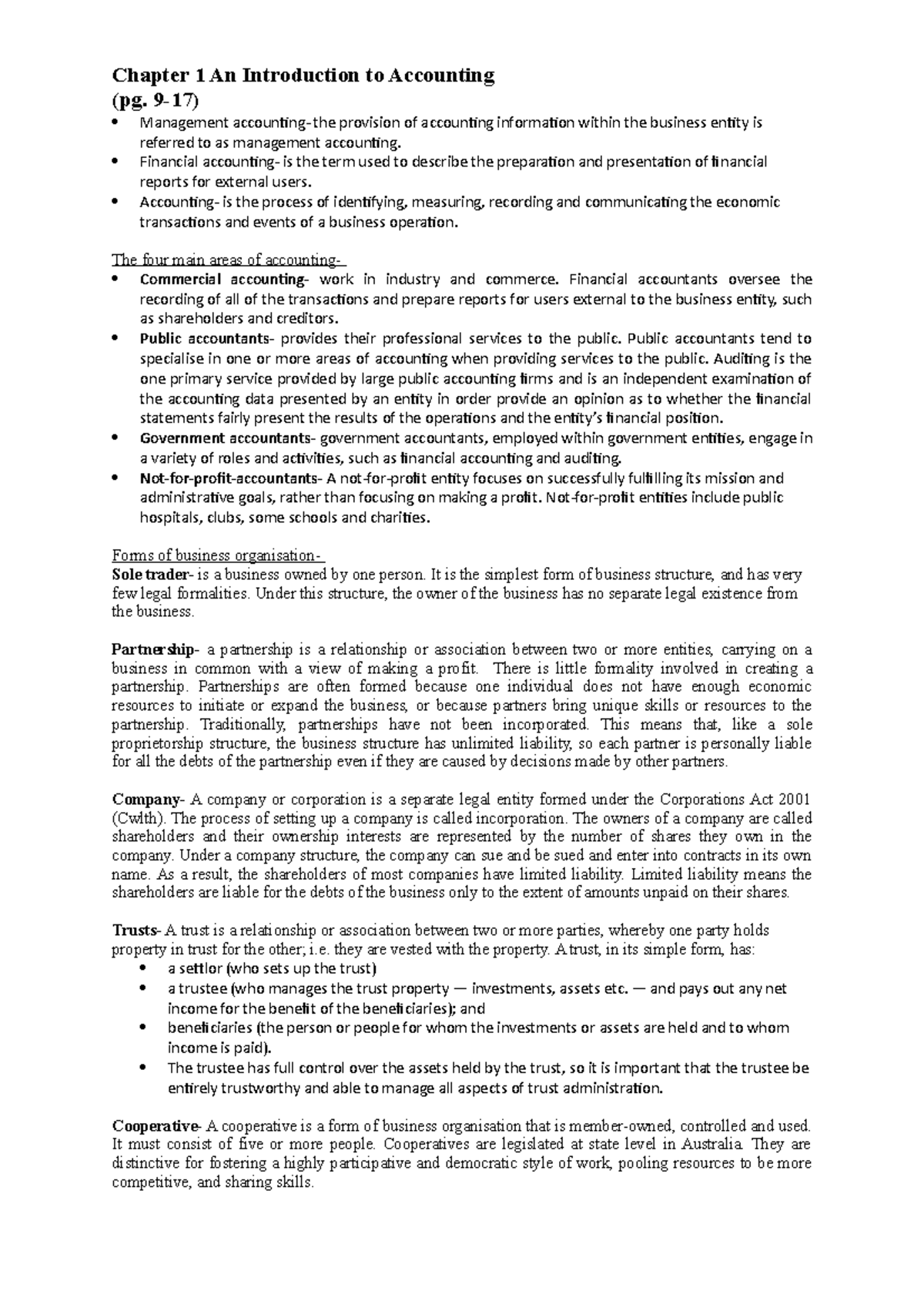 Chapter 1 An Introduction to Accounting - Chapter 1 An Introduction to ...