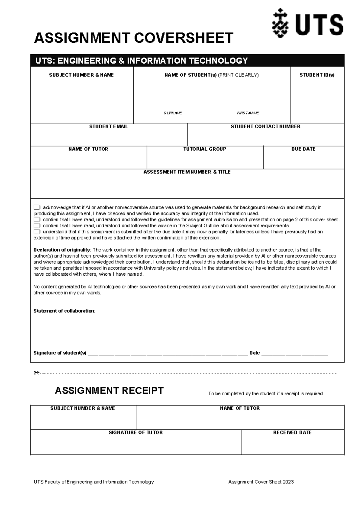 FEIT assignment coversheet amended for Autumn 2023 - ASSIGNMENT ...