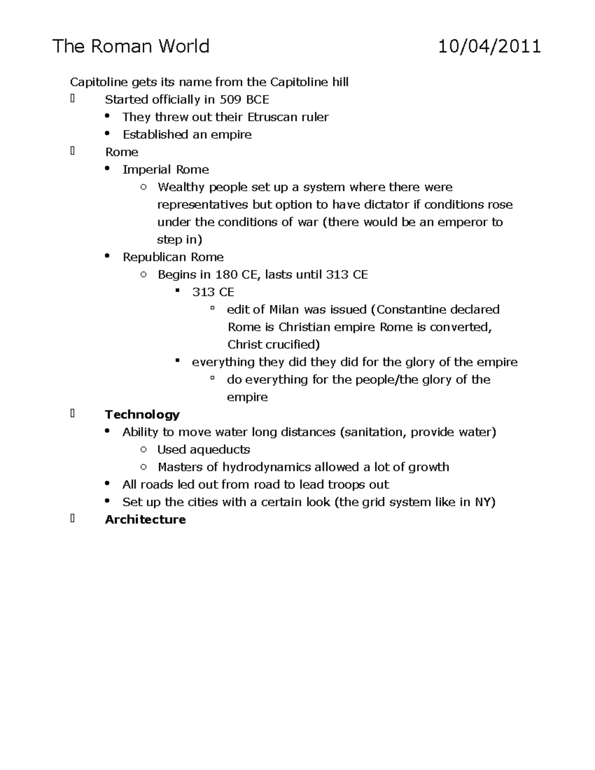 The Roman World Notes - The Roman World Capitoline gets its name from ...