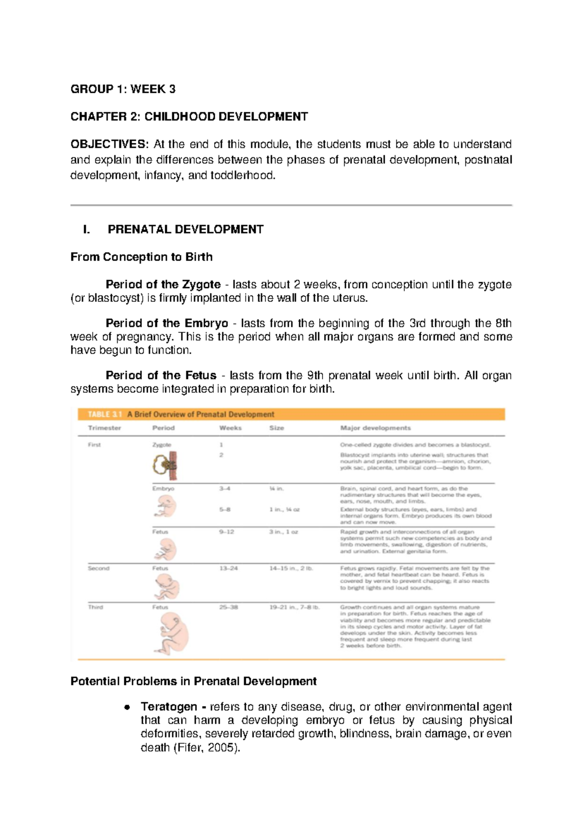 Group 1- Childhood Development Part 1 - GROUP 1: WEEK 3 CHAPTER 2 ...