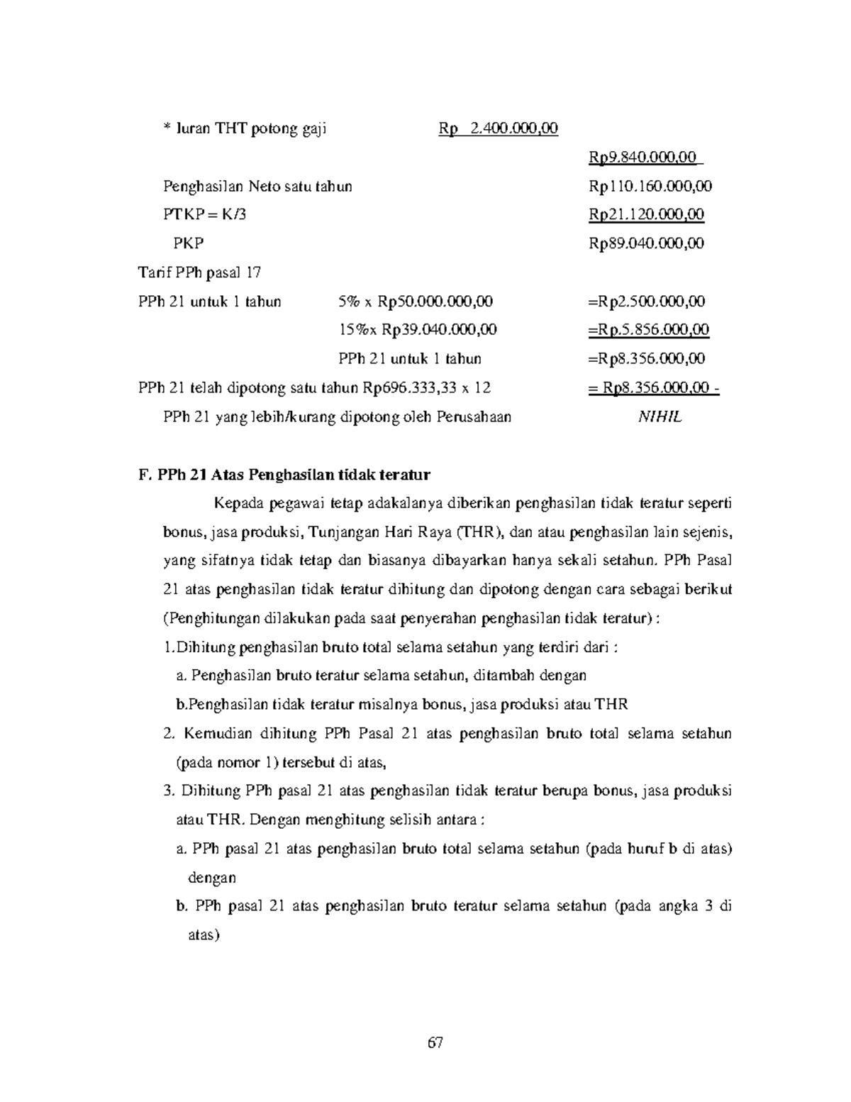BUKU Perpajakan-23 - Materi kuliah Perpajakan Ganesha 2023 - 67 Iuran THT potong gaji Rp 2.400 ...