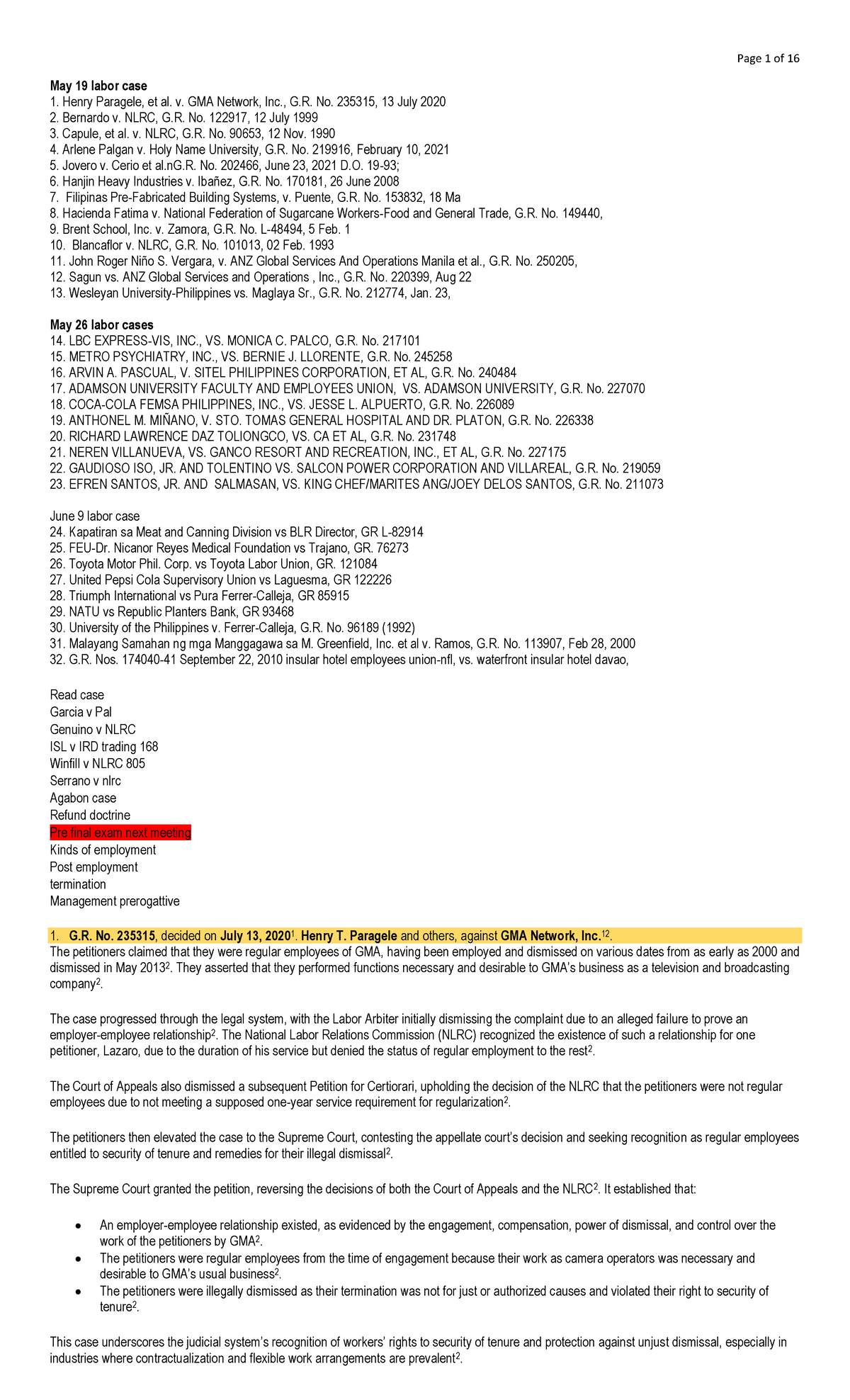 PDF digested-labor-case - May 19 labor case Henry Paragele, et al. v ...