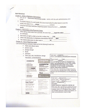 NURSING Anemia Worksheet - NURS 3320 - Studocu