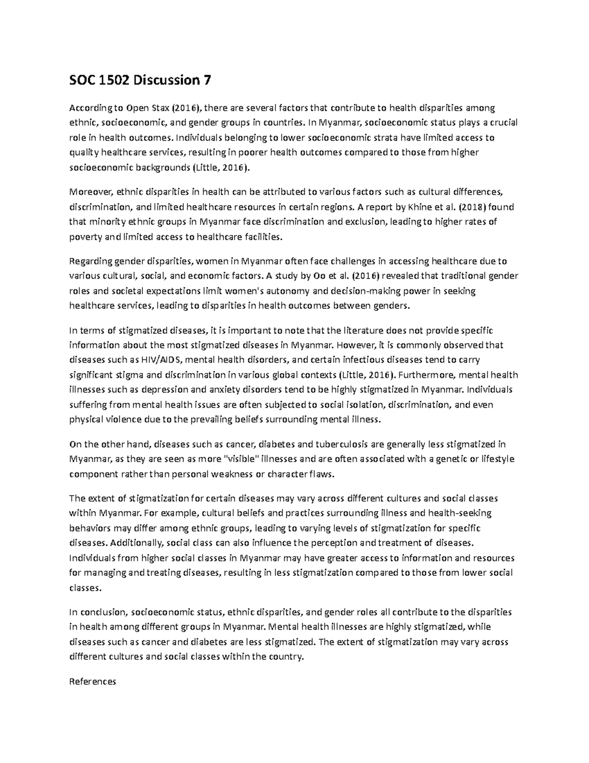 SOC 1502 Discussion 7 - good luck - SOC 1502 Discussion 7 According to ...