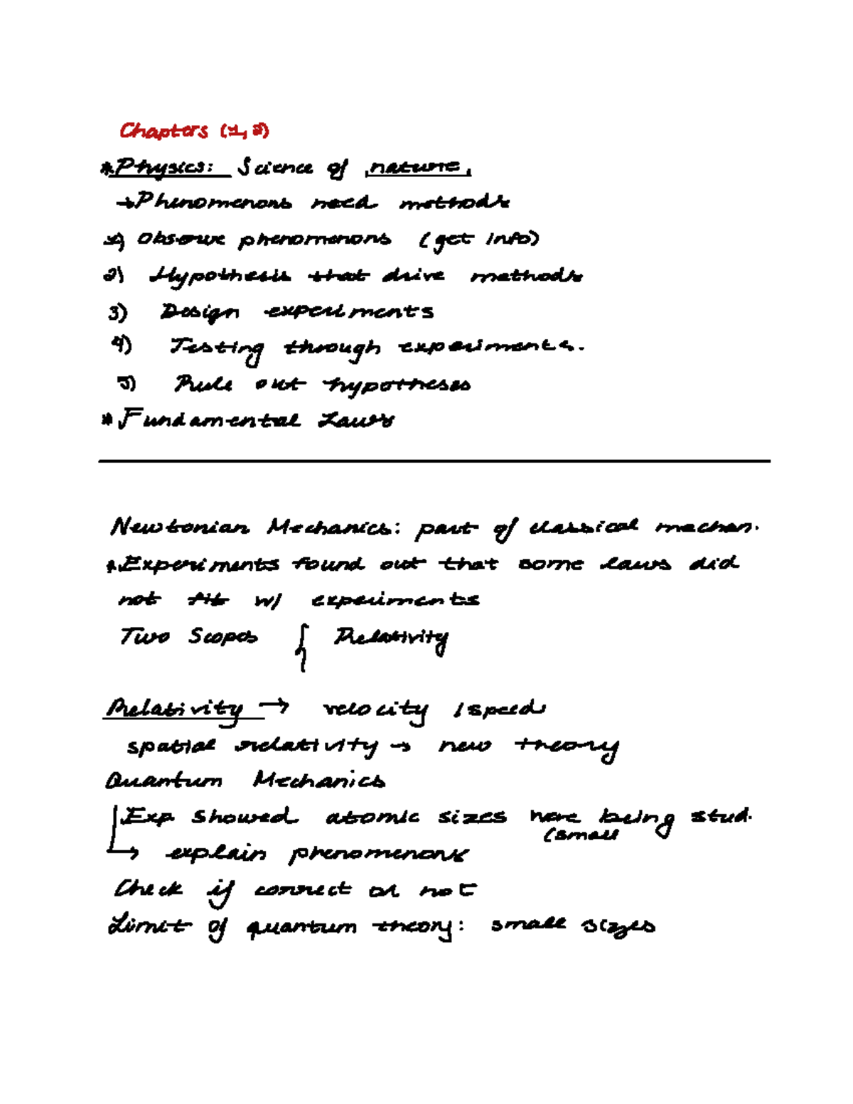 Exam 1 Notes of Lecture - Chapters (1, 2) Physics: Science of nature ...