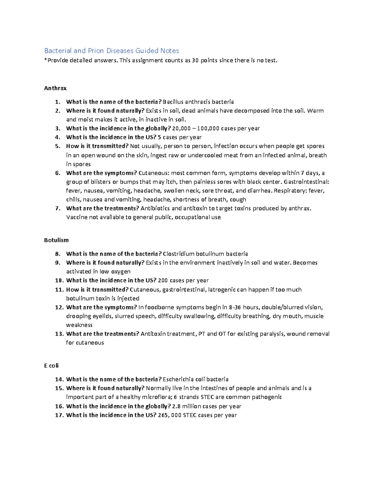 Bacterial and Prion Infections Guided Notes - Bacterial and Prion ...