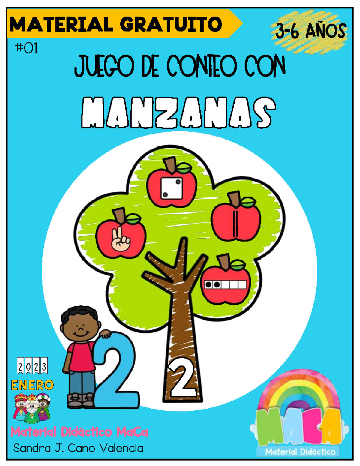 #01- Juego DE Conteo CON Manzanas Material Didactico MACA Material ...