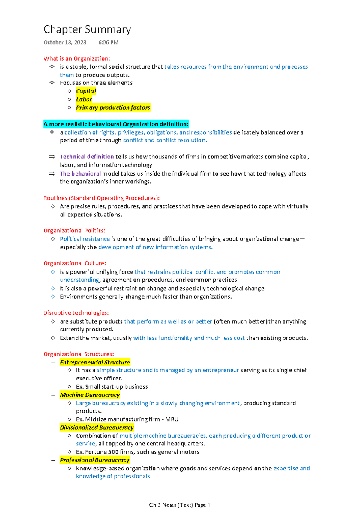 Chapter 3 - Great resource - What is an Organization: is a stable ...