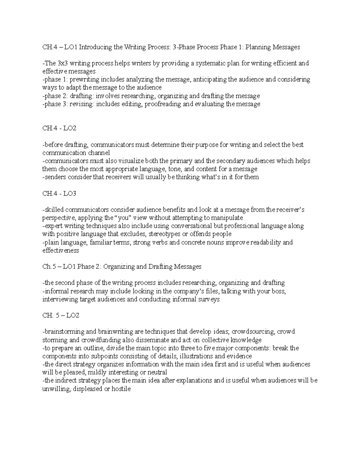 Class 3 Notes - CH – LO1 Introducing the Writing Process: 3-Phase ...