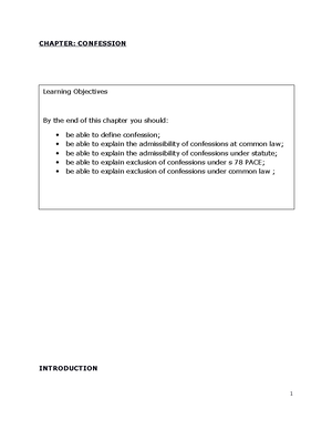 Evidence notes Law 294 Chapter 7 Corroboration and Care Warnings ...