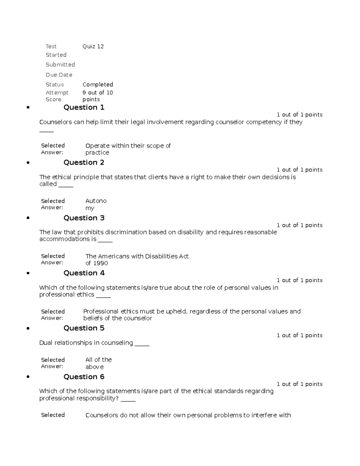 Quiz 12 THIS IS A PAPER THAT WAS WRITTEN IN ORDER TO COMPLETE ...