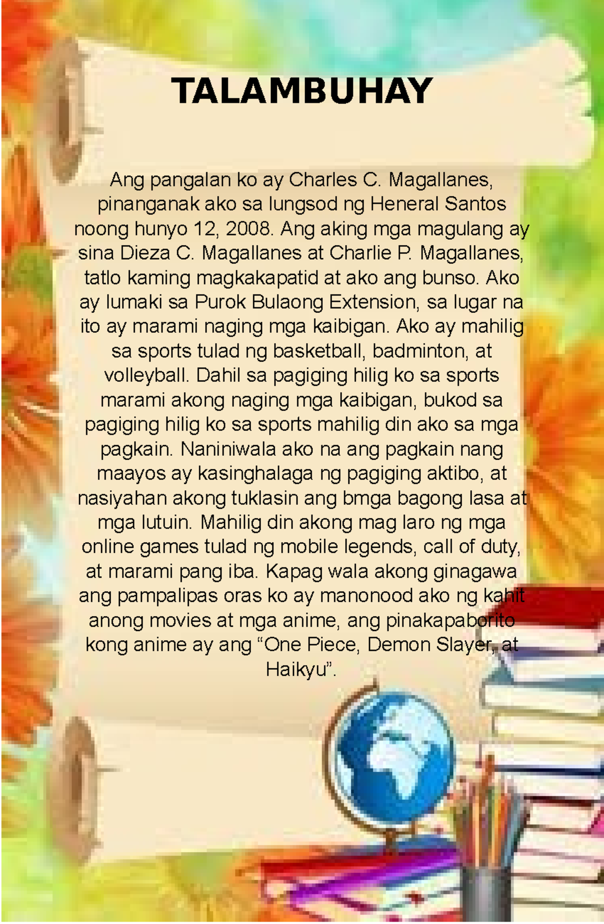 Gwapo ko - ejcnjec - TALAMBUHAY Ang pangalan ko ay Charles C ...