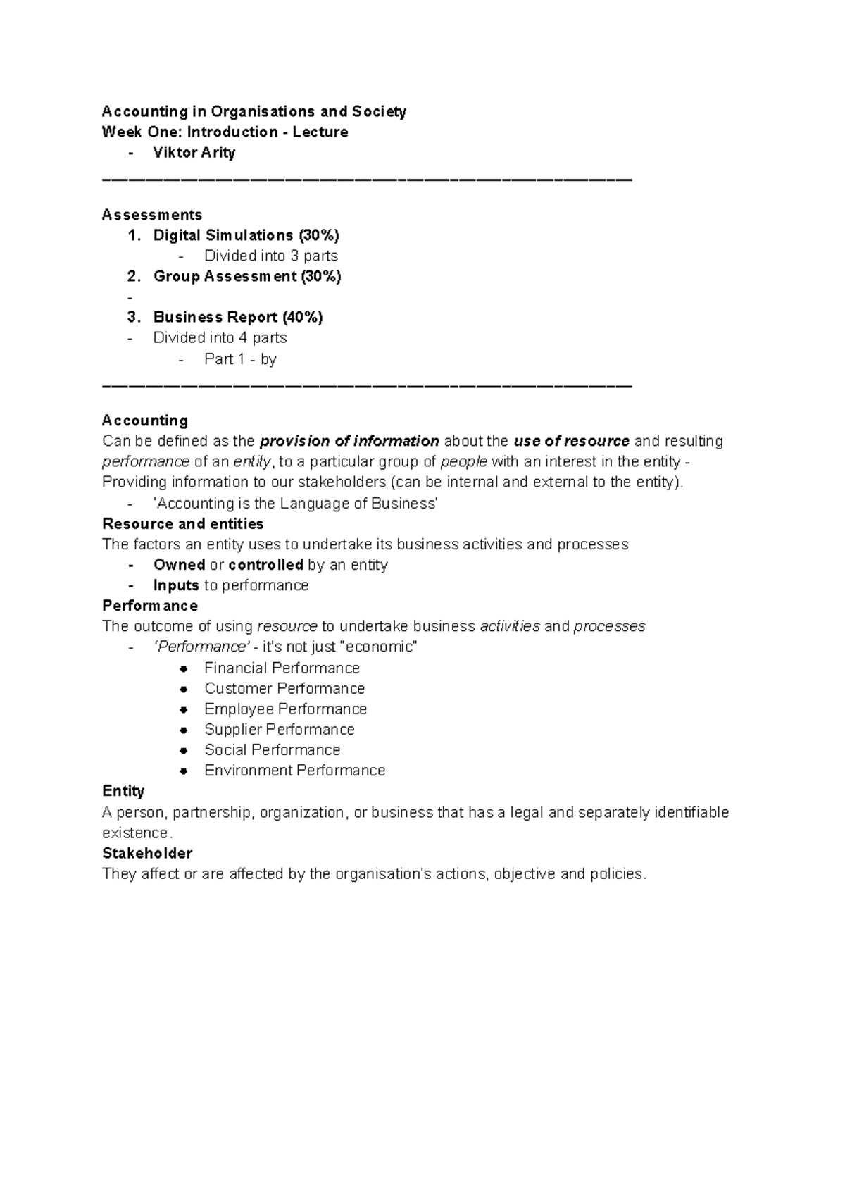 Introducing Accounting - Accounting in Organisations and Society Week ...
