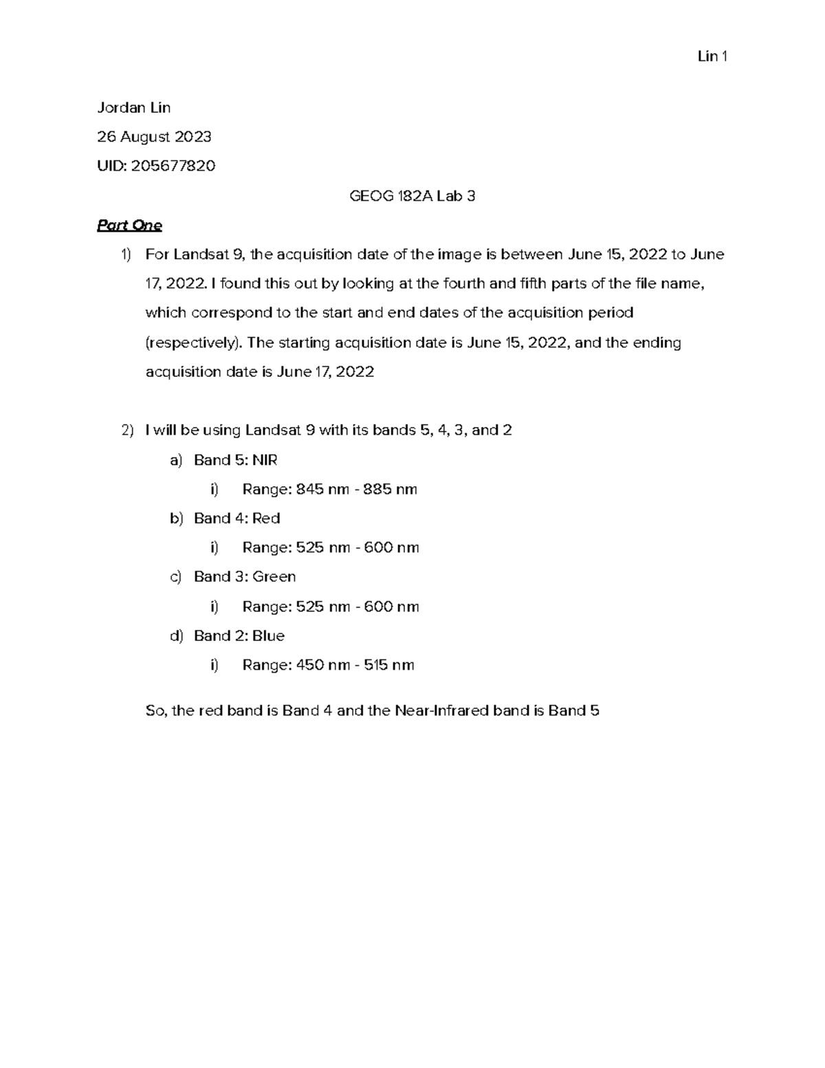 Lin Jordan unsup - Bruh - Jordan Lin 26 August 2023 UID: 205677820 GEOG 182 A Lab 3 Part One 1 ...