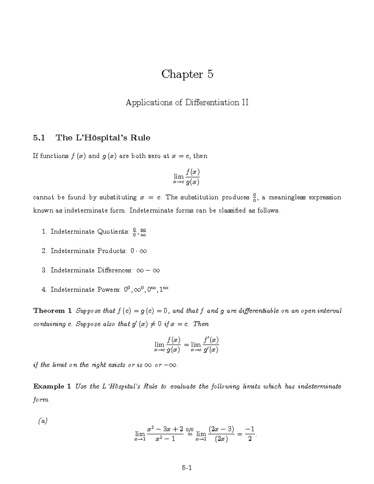 CC2030 Mathematics Chapter 5 Applications of Differentiation II - Chapter 5 Applications of ...