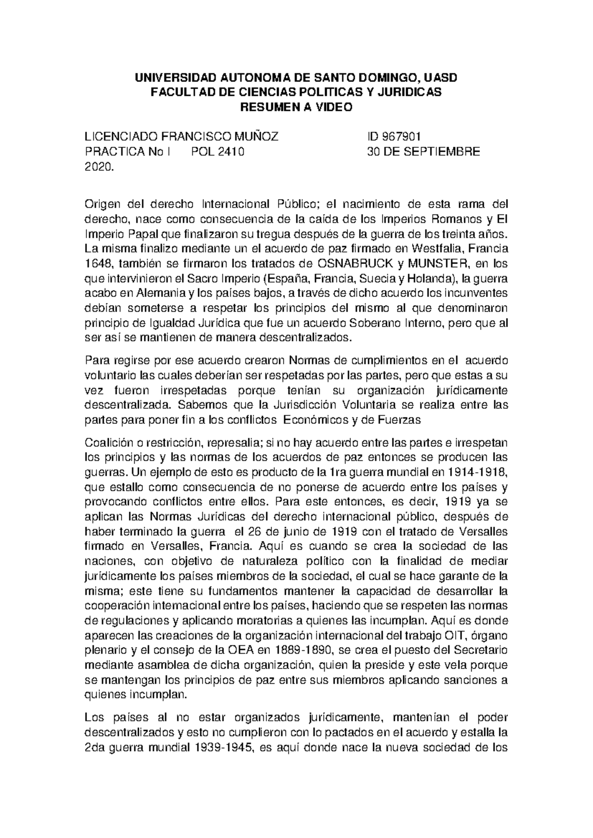 1ra tarea POL 2410-01 pdf - UNIVERSIDAD AUTONOMA DE SANTO DOMINGO, UASD FACULTAD DE CIENCIAS ...