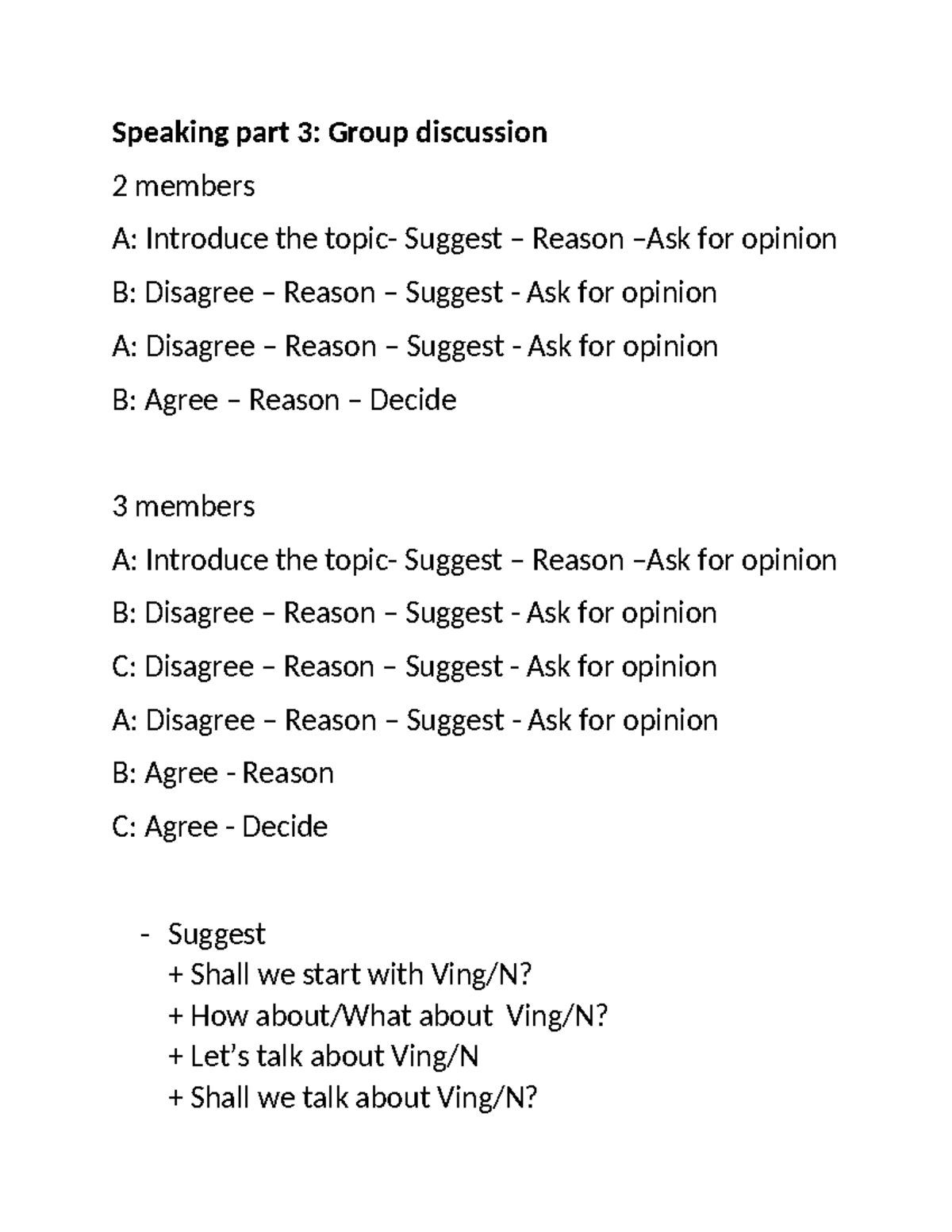 Speaking Part 3 - Speaking part 3: Group discussion 2 members A ...