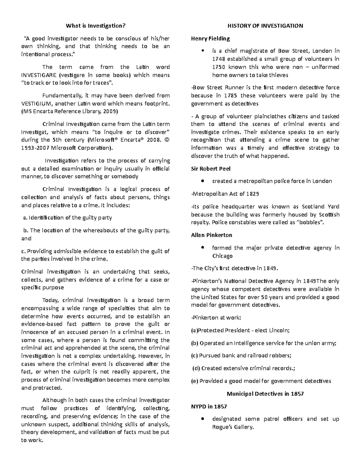 CDI Module 1 AND 2 Midterms Reviewer - What is Investigation? “A good ...