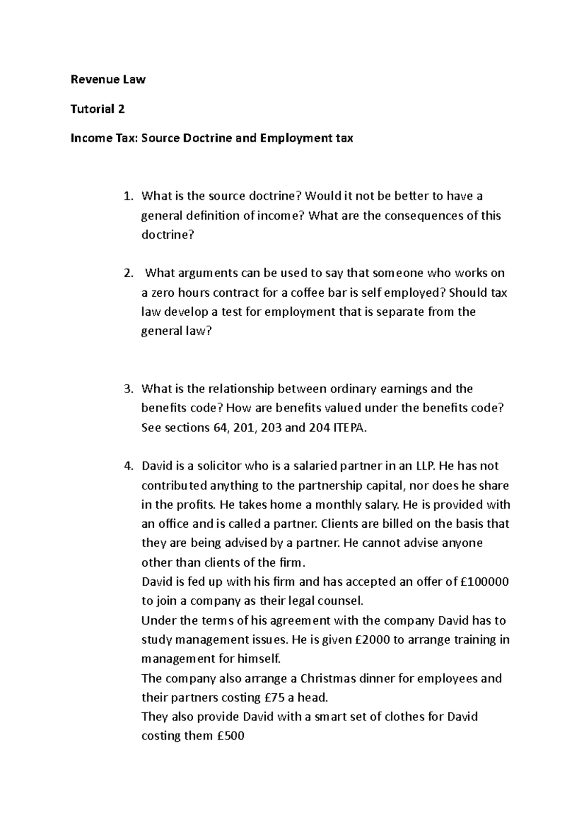 Revenue Law Tutorial 2 Tax Source doctrine and employment tax - Revenue ...
