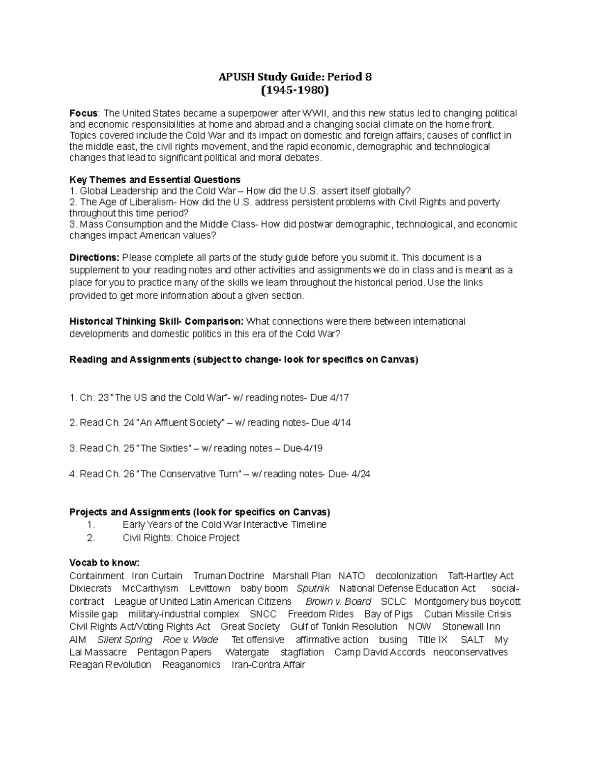 Apush Study Guide Per. 8- Naomie Martinez - APUSH Study Guide: Period 8 ...