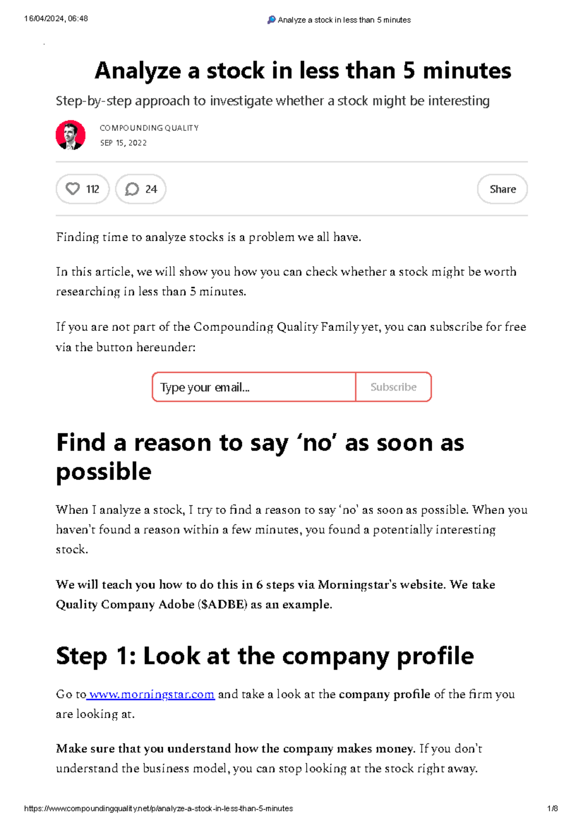 Analyze a stock in less than 5 minutes - 🔎 Analyze a stock in less than ...