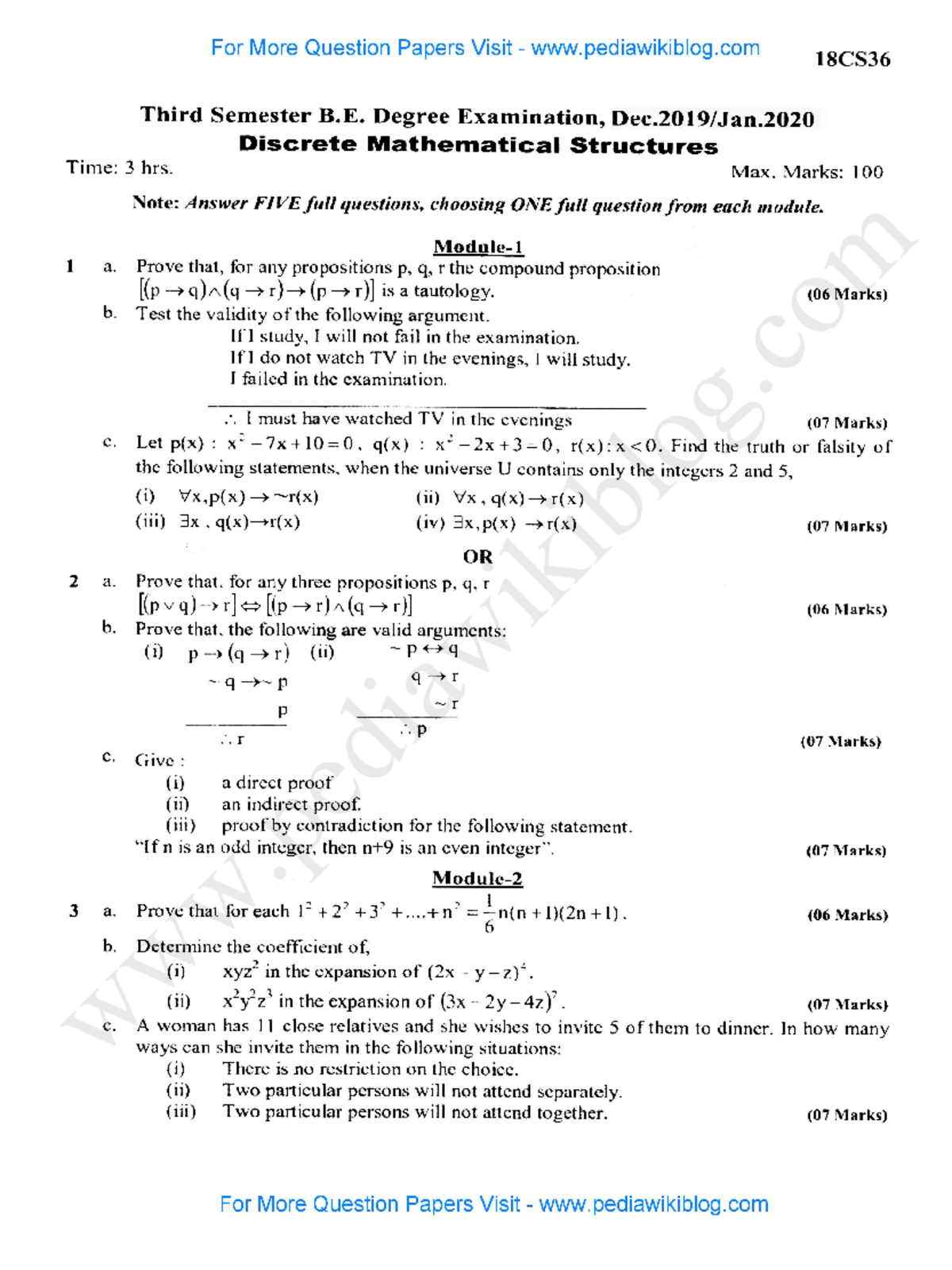 DMS Solved Paper Jan 2020 - Discrete Mathematical Structures - Studocu