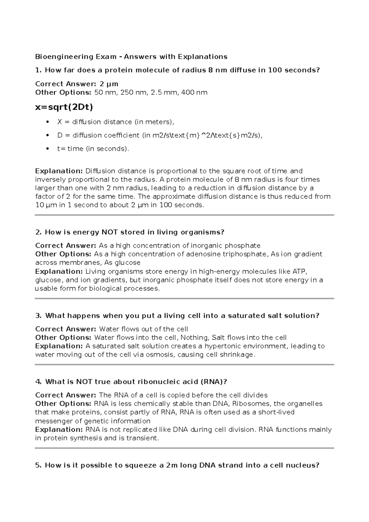 BIO eksamen - AI besvarede spørgsmål - Bioengineering Exam - Answers ...