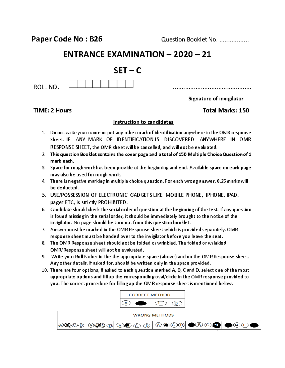 JMI Ballb 2020 - previous year paper - Paper Code No : B26 Question ...