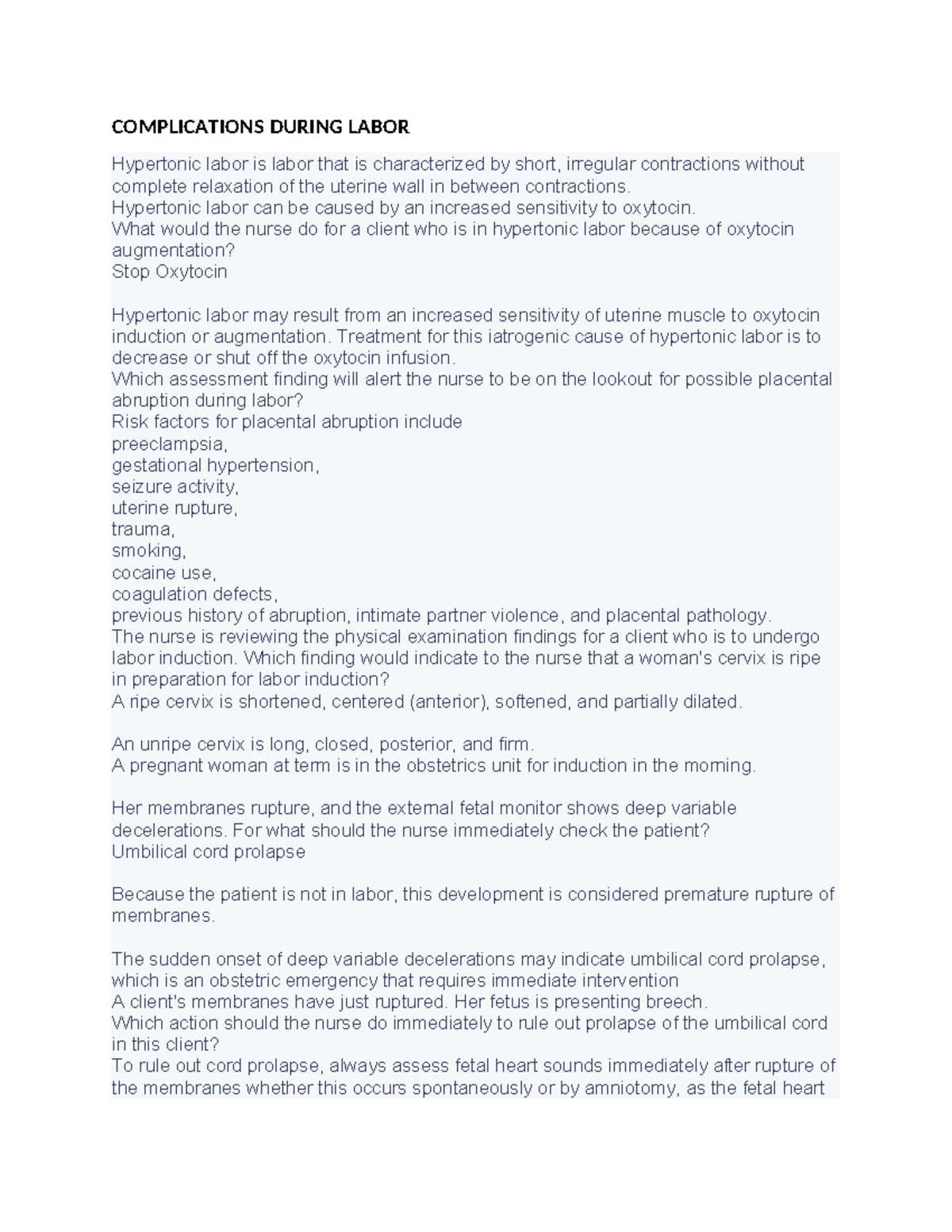 Complications During Labor - COMPLICATIONS DURING LABOR Hypertonic ...