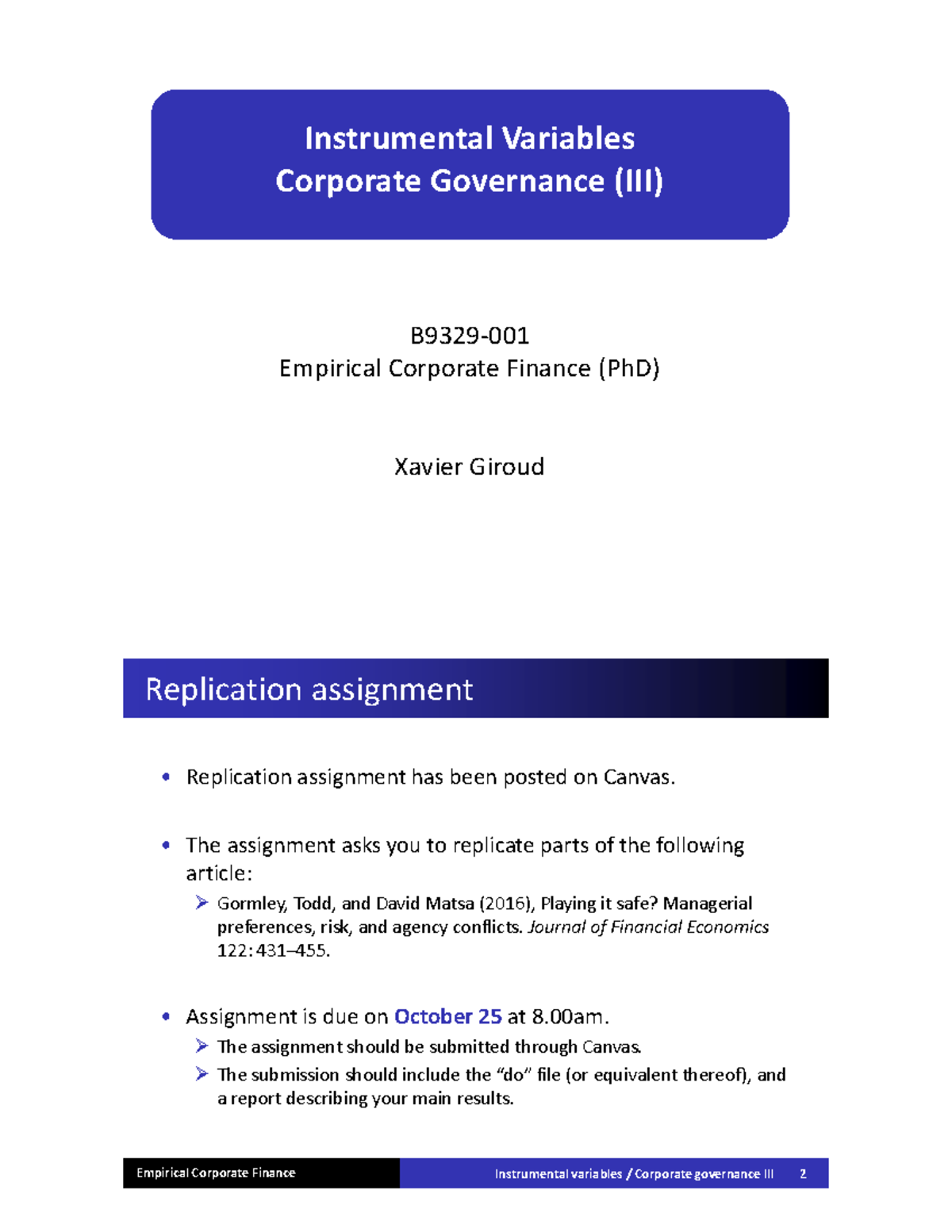 Lecture 4 - IV F2018 - Vu Pham B9329- Empirical Corporate Finance (PhD ...