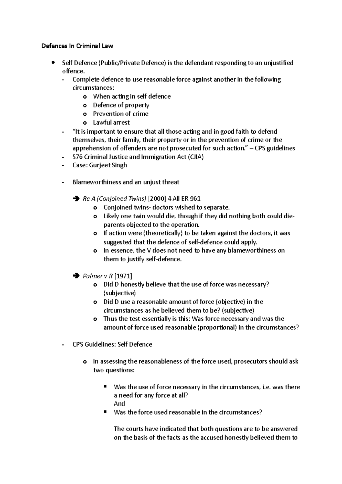 Defences In Criminal Law - Complete defence to use reasonable force ...