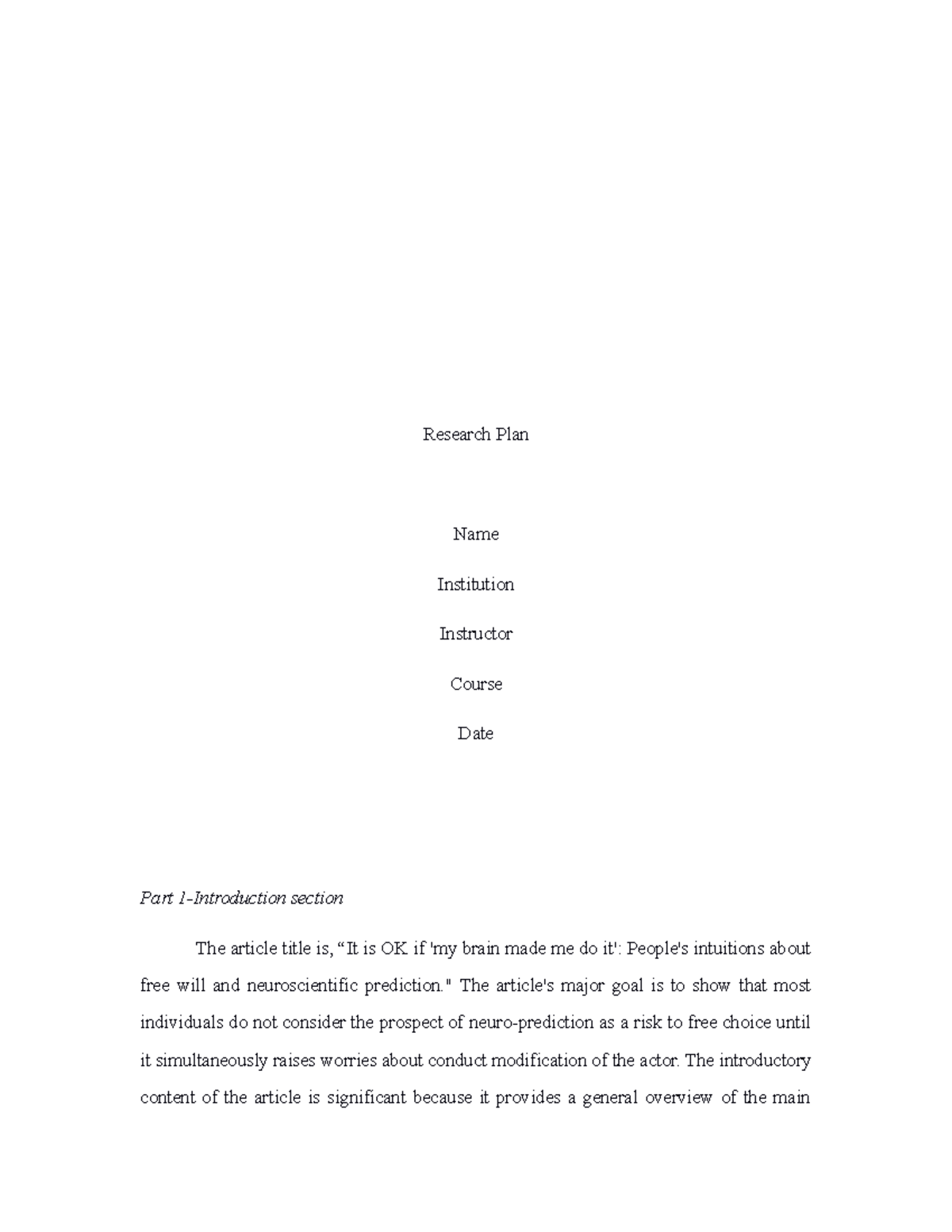 8-2 - Project Two - Research Plan Name Institution Instructor Course ...