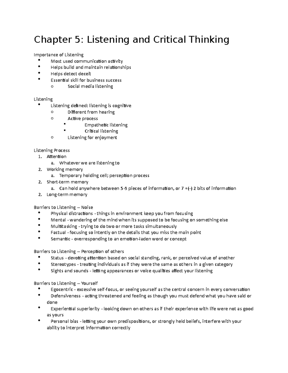 Chapter 5 - Professor Crowley - Chapter 5: Listening and Critical ...