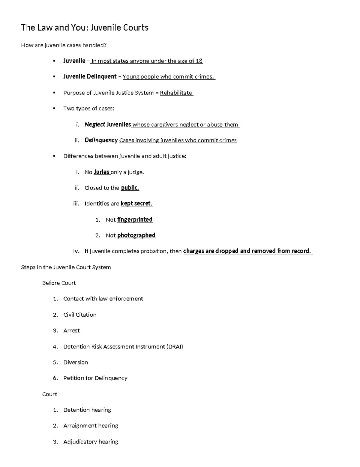Juvenile court system - The Law and You: Juvenile Courts How are ...