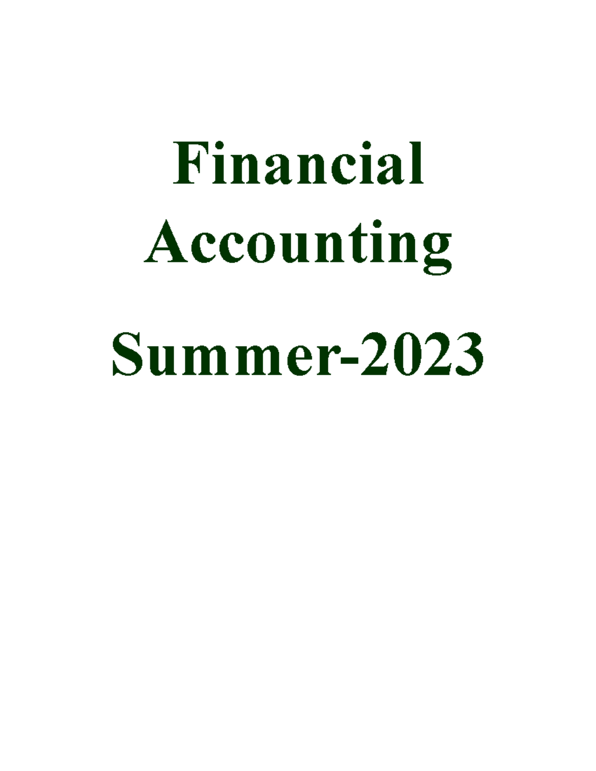Financial Accounting - Financial Accounting Summer- MODEL SOLUTIONS ...