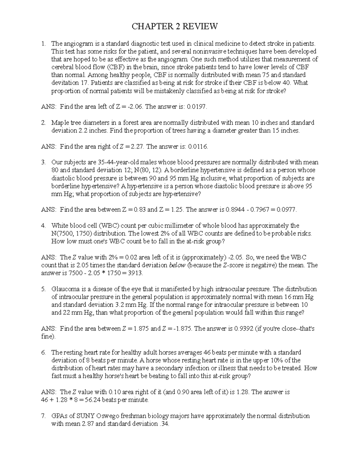 Chapter 2 Review w SOLS - Probability Distribution - CHAPTER 2 REVIEW ...
