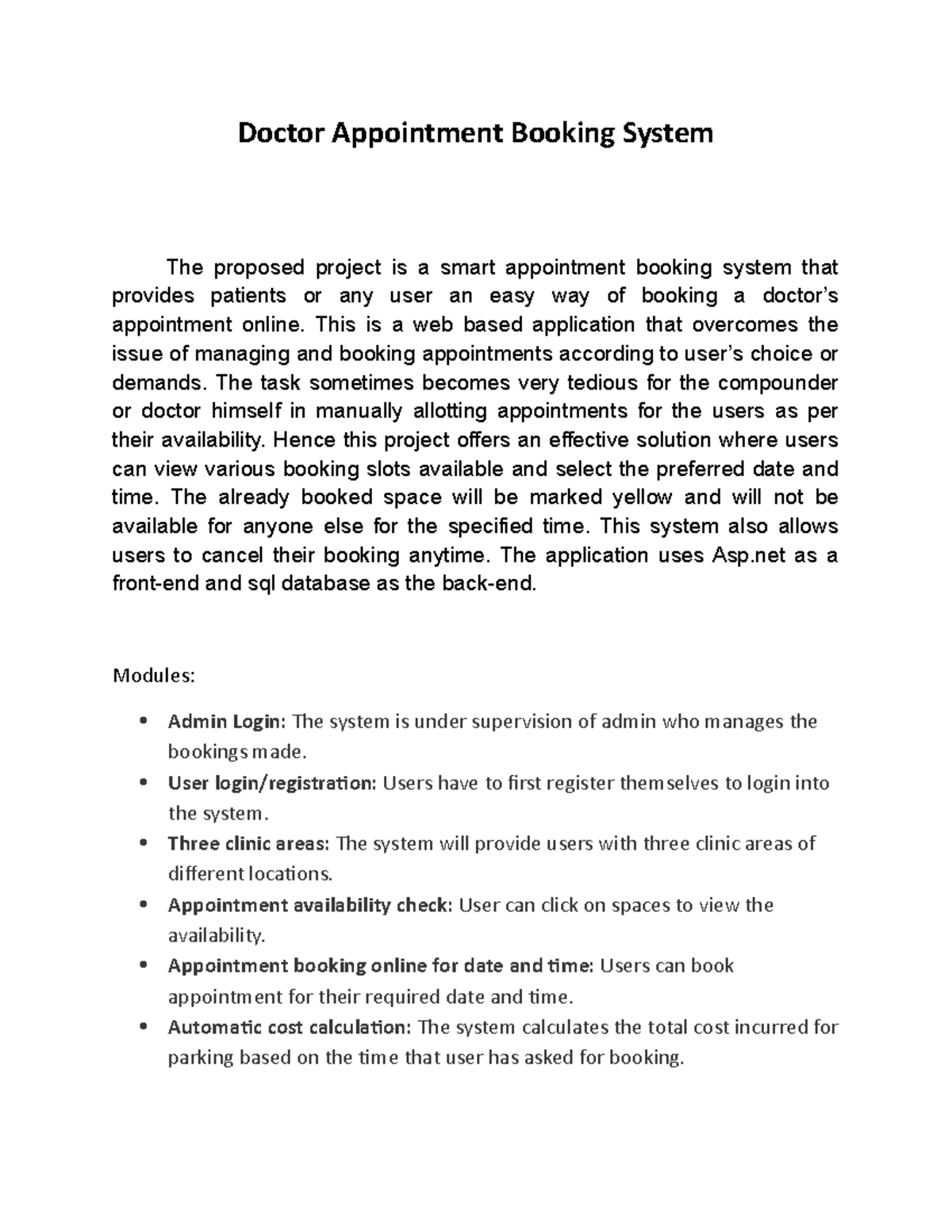 S13 - This is a project proposal for Doctor appointment booking. - Doctor Appointment Booking ...