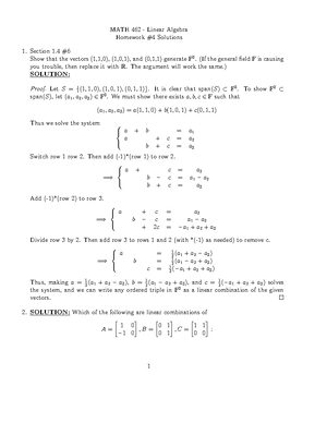 HMWK-2 Solutions - Dr. Kimball - MATH 462 Linear Algebra Homework ...