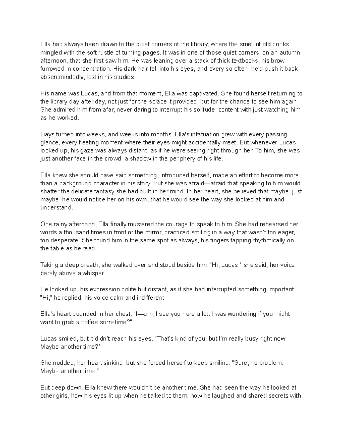 One-sided love - Short story - Ella had always been drawn to the quiet ...