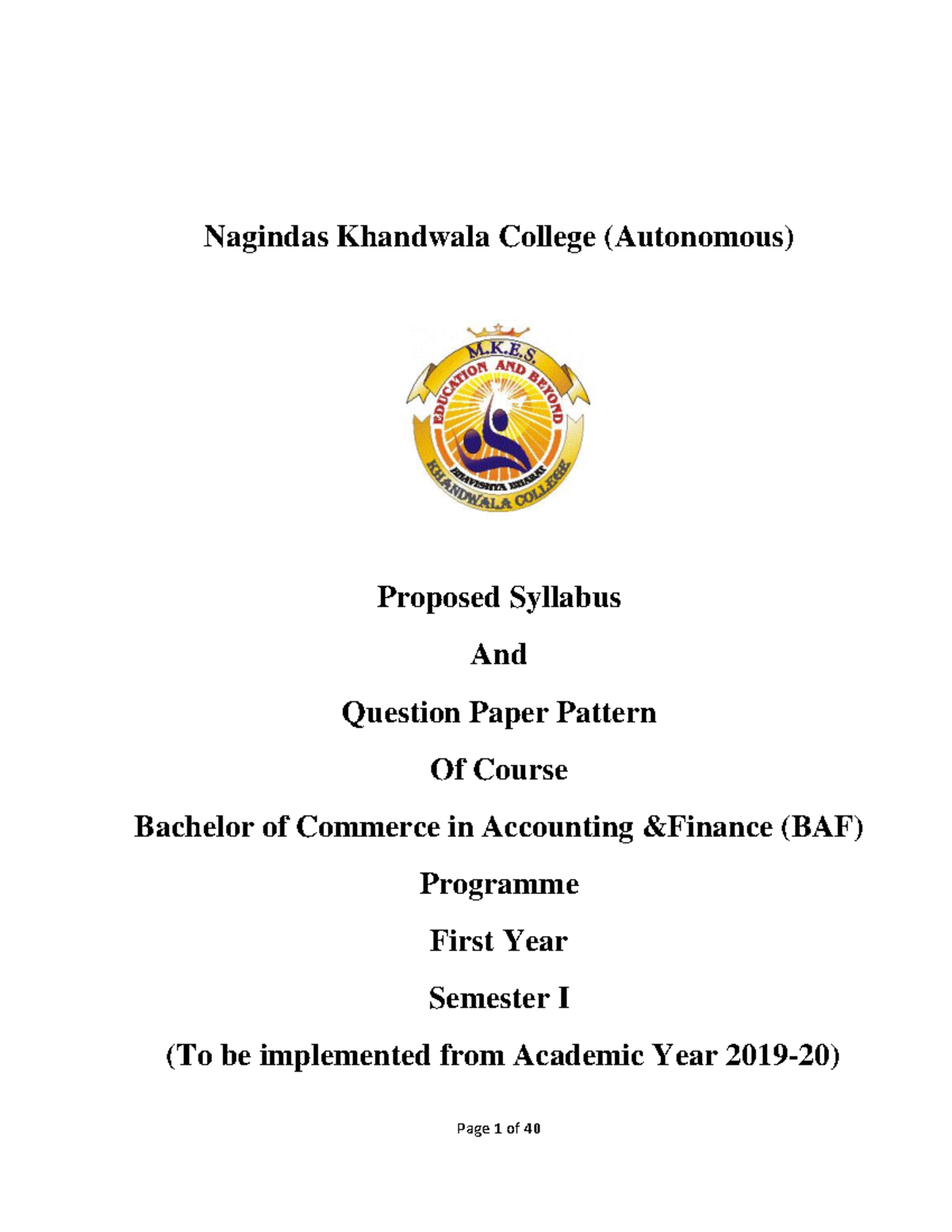 Syllabus of BAF - Warning: TT: undefined function: 32 Warning: TT ...