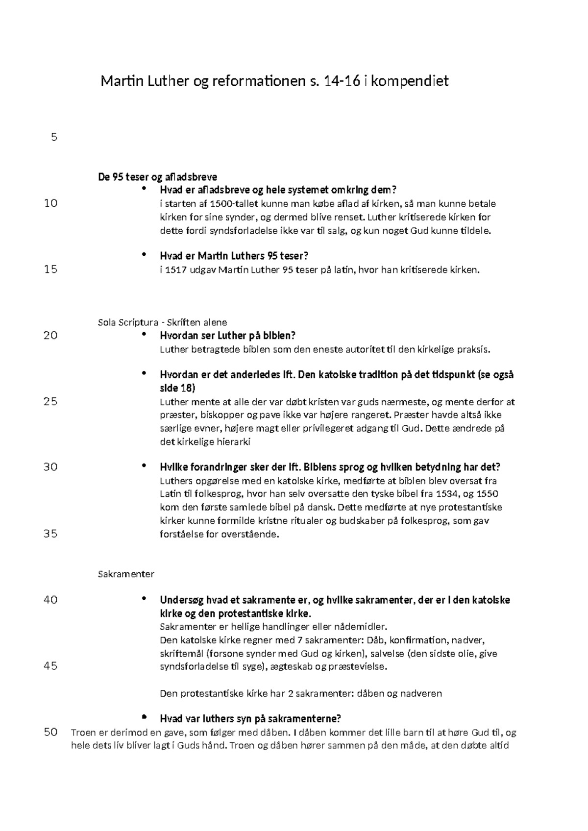 Martin Luther og reformationen - 14-16 i kompendiet De 95 teser og ...