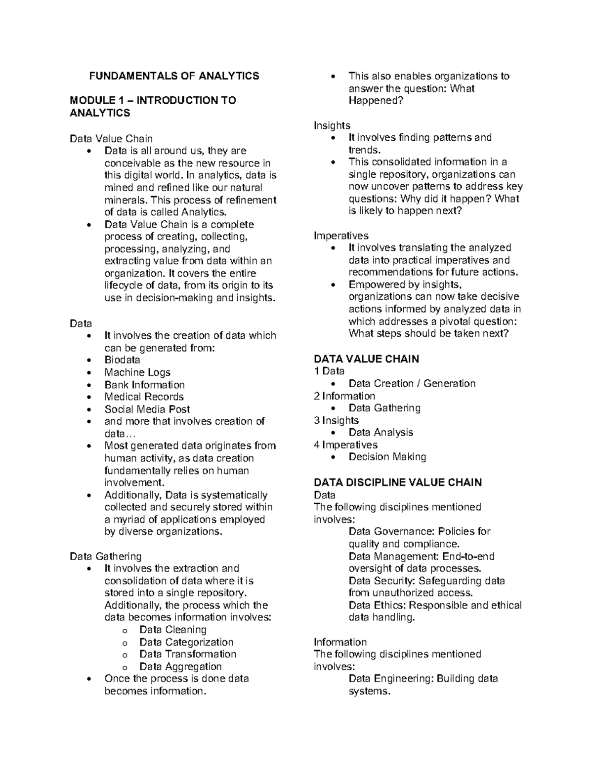 Fundamentals OF Analytics - FUNDAMENTALS OF ANALYTICS MODULE 1 ...