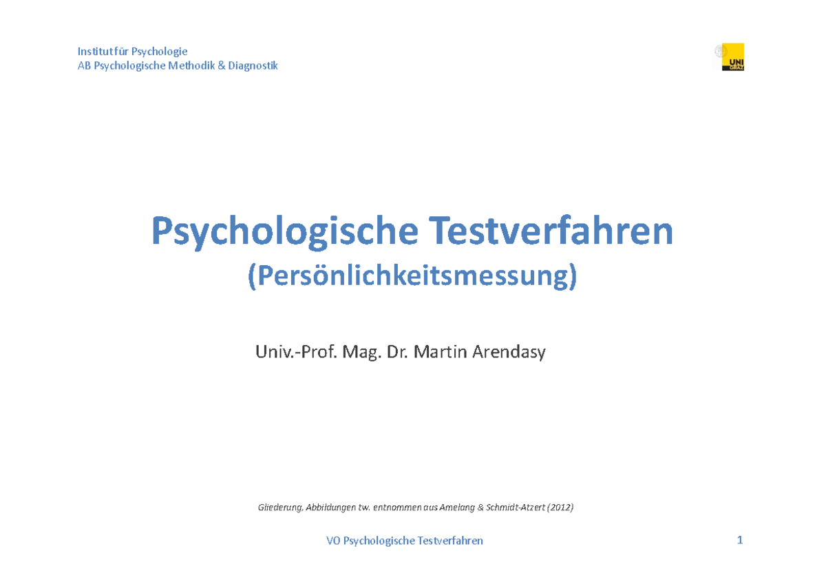 Vorlesungsnotizen, Vorlesung 8 Persönlichkeitsmessung - Warning: TT: undefined function: 32 AB ...