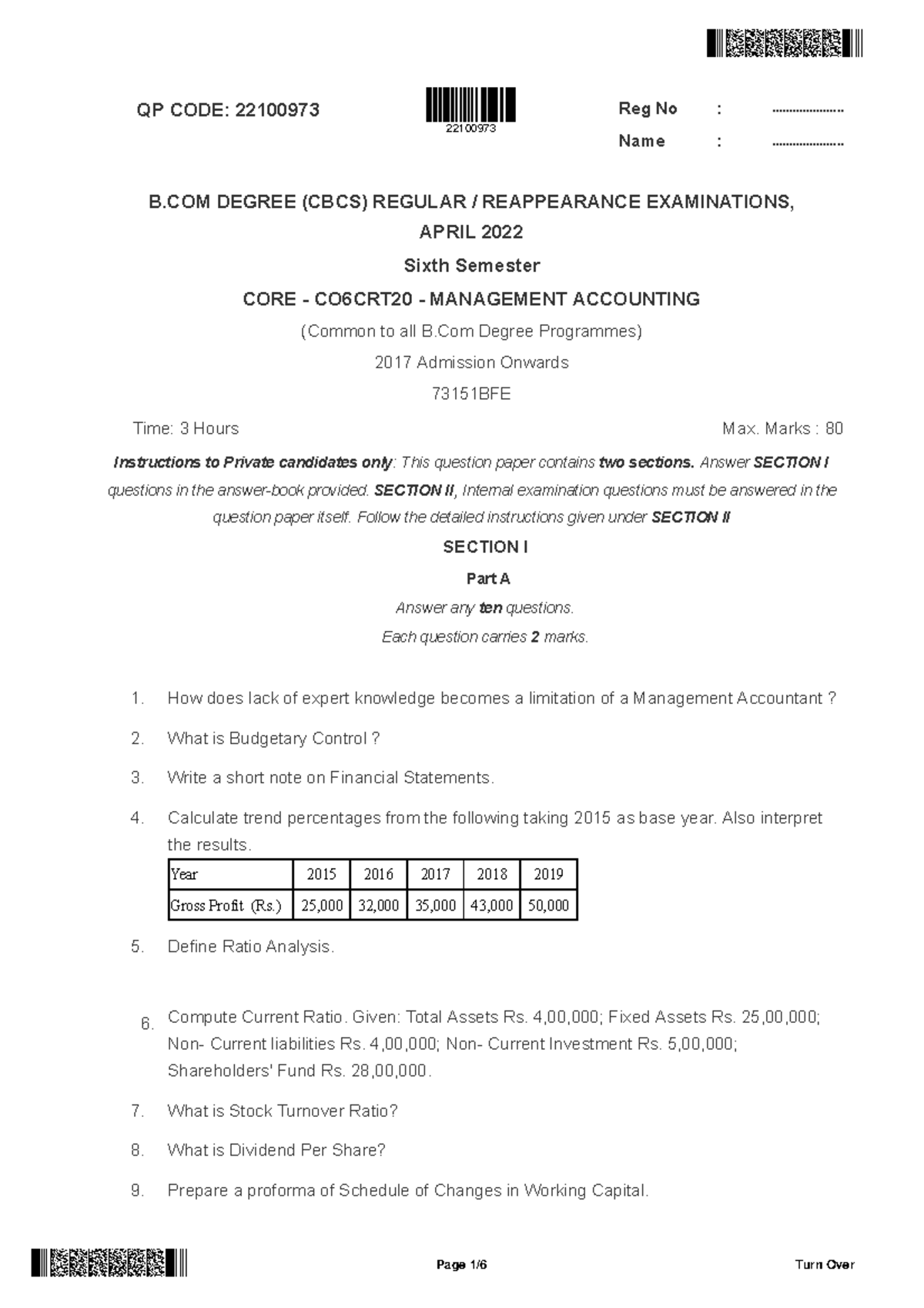 Management alc 2022 - QP CODE: 22100973 Reg No ...